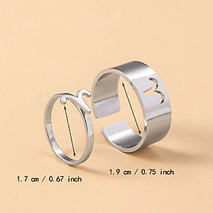 Ring Thing Stainless Steel Zodiac Constellation Ring for Couple Women Men Statement Ring Open Friendship BBF Birthday Jewelry Gift 2Pcs Set Rings Adjustable (H, One Size)