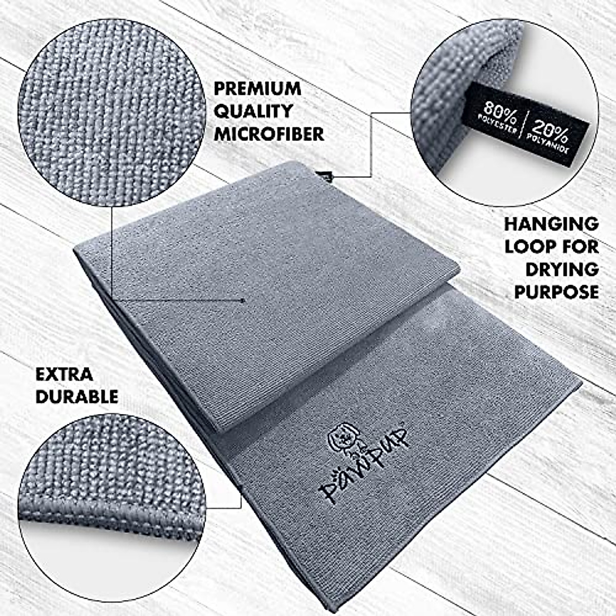 PAWPUP Dog Towel Super Absorbent - Pack of 2 - Quick Drying Super Soft Microfiber Pet Towel for Dogs, Cats and Other Pets