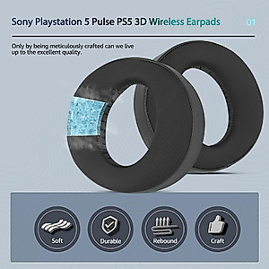 Wzsipod Premium PS5 Cooling Gel Earpads, Replacement Cushions Designed for Enhanced Comfort, Superior Sound Quality and Ultimate Gaming Experience, Black