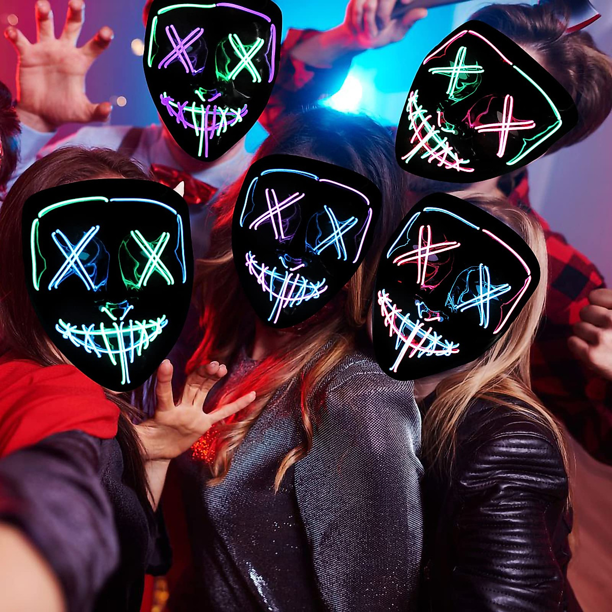 AnNido Halloween Mask LED Light Up Mask Halloween Scary Cosplay Mask for Festival Parties Costume