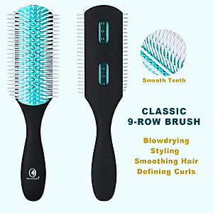 O BRUSHZOO Detangler Brush for Curly Hair, Hair Brushes for Women Men or Kids Black Natural Hair, Detangling Brush for Natural 3/4abc Wet Dry Hair (Blue)