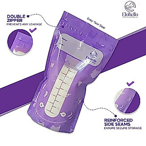 EloBello Breastmilk Storage Bag100-Pack 7oz Breast Milk Storage Bags Freezer BPA Free – Leakproof Double Zip Milk Bags for Breastmilk Refrigeration – Self-Standing Disposable Breastmilk Storage