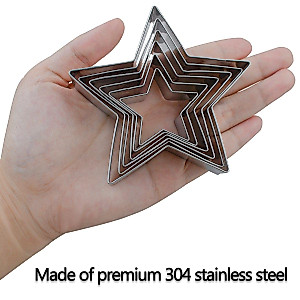 6 Pieces Star Cookie Cutters Set Stainless Steel Five-Pointed Star Cutter Star Shaped Cookie Cutter Biscuit Molds Fondant Cake Cheese Cutter Pastry Mold Bakeware Tools Christmas Gifts (Assorted Sizes)