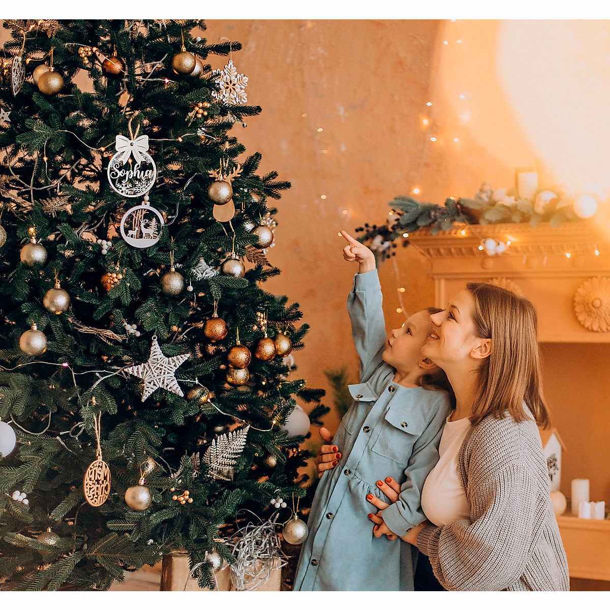 Wooden Personalized Christmas Ornaments with Name Family Christmas Ornaments for Kids Christmas Ball Ornaments Christmas Tree Ornaments Christmas Balls Custom Christmas Ornament with Name