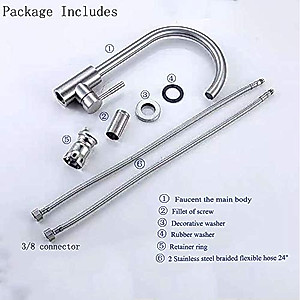Kitchen Sink Faucet Mix The Faucet for Single Handle Hot and Cold 304 Stainless Steel Kitchen & Bath Fixtures Faucet Brushed Nickel Finished
