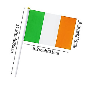 FWIW 50 Pack Ireland Irish Flag Small Mini Ireland Hand Held Stick Flags Banner Saint Patrick's Day Party Outdoor Yard Decorative