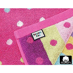 ORIGINAL KIDS Wash Cloth - Bath Time Sugar and Spice Set of 12 Washcloths - 100% Cotton Jacquard Super Soft Colorful Absorbent Quick Dry Easy Care Face Towel Face Cloth Gift - 12x12 - Pink Multicolor