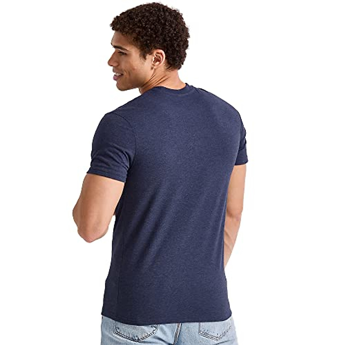 Hanes Size Originals Short Sleeve, 100% Cotton Tees for Men, Crewneck T-Shirt, Athletic Navy Heather, X Large Tall