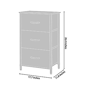 AZL1 Life Concept Storage Dresser Furniture Unit-Small Standing Organizer for Bedroom, Office, Living Room, and Closet-3 Drawer Removable Fabric Bins, Black