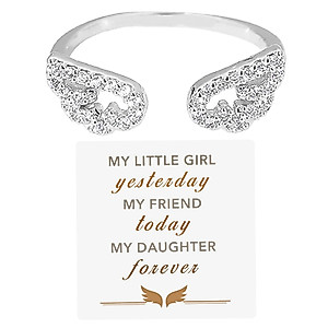 Dark Rings Fashionable Copper Ring with Diamond Ring On Wing Wedding Ring for Female (Silver, One Size)