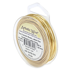 Artistic Wire 18 Gauge Tarnish Resistant Brass Craft Jewelry Wrapping Wire, Gold Color, 10 yd