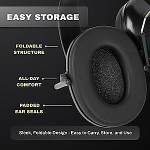 Rifleman PXS, Adjustable Folding Noise Reduction Safety Ear Muffs, SNR 25dB, Professional Hearing Protection for Shooting, Hunting, Construction, Sports, Travel, and More