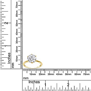 SAVEARTH DIAMONDS Solitaire Style, 1.75 Carat 8.5MM Round Cut Lab Created Moissanite Diamond Engagement Wedding Promise Ring In 14K Yellow Gold Over Sterling Silver1 1/2 Cttw-5.5