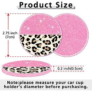 Jupswan Car Cup Holder Coaster 2 Pack Cute Leopard Print Acrylic New Automotive CupHolder Accessories Interior Decor Decorations for Women