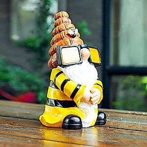 Joint Honglin Gnome Garden Statues and Figurines Outdoor - Sunglasses Funny Gnome Solar Light Outdoor Sculptures Cute Outdoor Decor for Yard Lawn (Sunglasses Gnome)