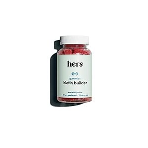 Hers Biotin Builder Gummy Vitamins with Vitamins B12 and B6, Vitamin D, Gluten Free, No Artificial Sweeteners or Flavors, Wild Cherry Flavor, 30 Count