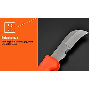 Edward Tools Electrician Curved Blade Knife - Lockback Folding Design Utility Knife - Stainless Steel Knife For Cable Stripping, Cutting Insulation, Cable Ties, Tape, Pulls Cuts, Splicing - Ergo Grip