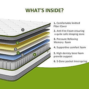 Crystli Twin Mattress, 10 inch Twin Size Mattress Hybrid Mattress Medium Firm with Memory Foam & Individually Wrapped Coils Innerspring Bed Mattress for Body Support, CertiPUR-US Certified