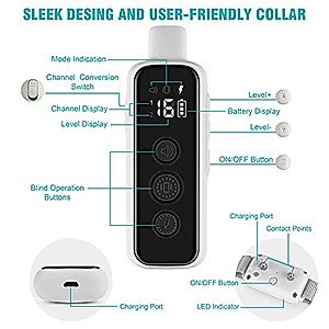 Bousnic Shock Collar for Dogs - Waterproof Rechargeable Dog Electric Training Collar with Remote for Small Medium Large Dogs with Beep, Vibration, Safe Shock Modes (8-120 Lbs) (Grey)