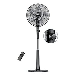 Mirdred Fans for Home Bedroom, 18'' Standing Floor Fans for Home,12 Speeds Oscillating Fan with Remote, Pedestal Fan with Adjustable Height,3 Wind Modes,18H Timer, 85° Oscillation