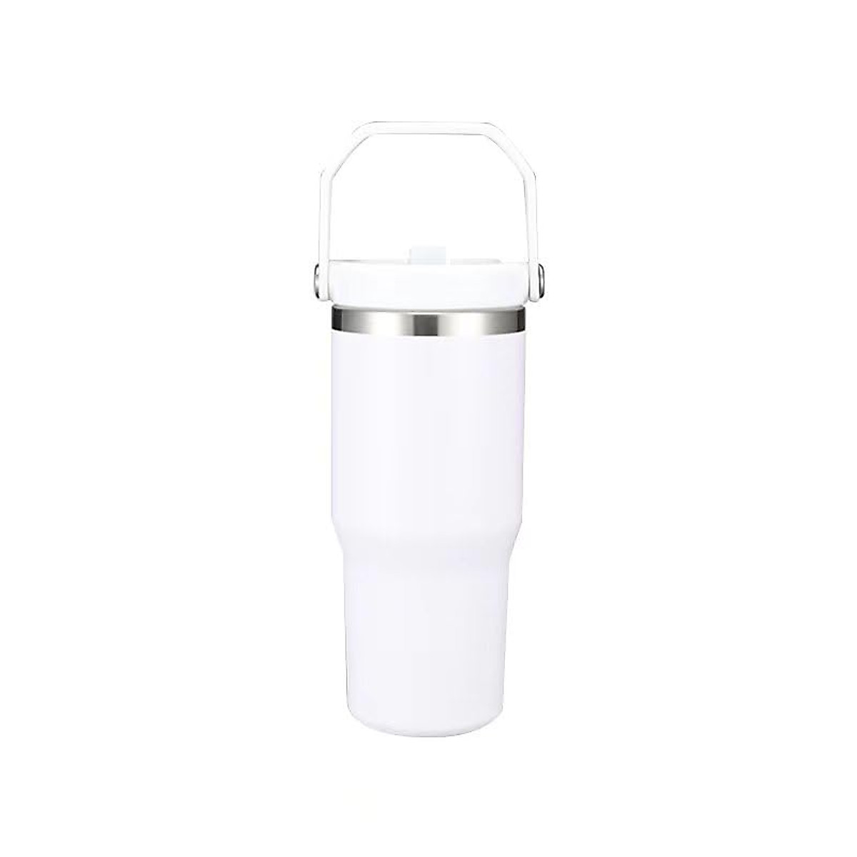 JIUSILIFE Tainless Steel Tumbler - Vacuum Insulated Water Bottle,with Straw,20/30oz,with Leakproof Closeable Straw Lid for Cold Water Drinks, For Sports:school, Work, Car, Travel and Weekends,White,20