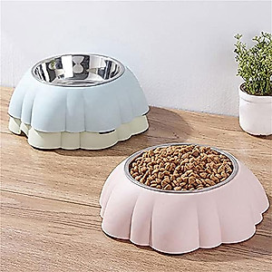 AHEGAS Dog Food Bowl Pet Supplies Dog Cat Food Bowl Stainless Steel Non-Slip Cat Water Drinking and Feeding Tools Supplies ( Color : Blue )