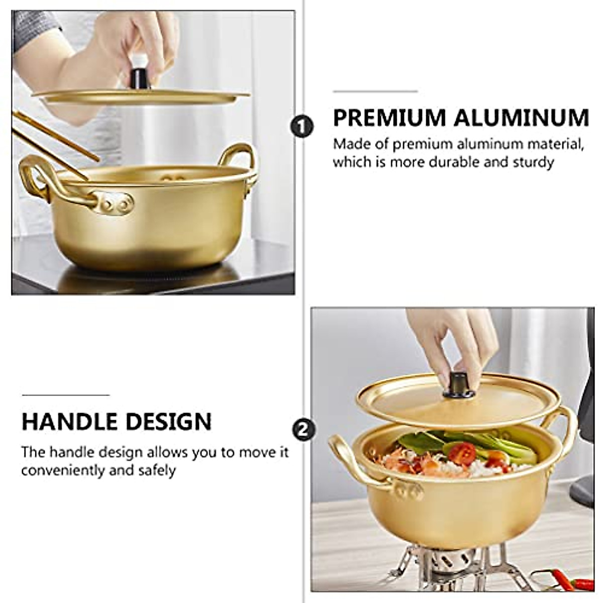 Korean Ramen Cooking Pot Ramen Noodle Pot Aluminum Noodle Pot Fast Heating For Kitchen Cookware for Cooking Soup Pasta Stew Japanese Noodles Food Food Food Korean Noodle Pan