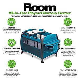 Joovy Room-Playard, Nursery Center, Bassinet, Changing-Table, Turquoise