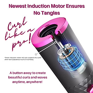 NGP Automatic Hair Curler, Cordless Auto Hair Curler with 6 Temps & Timers & LCD Display, Portable Wireless Hair Curler, Rechargeable, Self-Hair Curling Iron for Lasting Shiny Curls