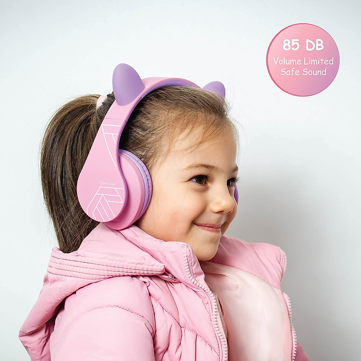 PowerLocus Kids Headphones Over-Ear, Bluetooth Wireless Headphones for Kids,with Microphone, Safe 85DB Volume Limited, Foldable with Carry Case, Audio Cable, Micro SD mode for Online Classes,PC,Phones