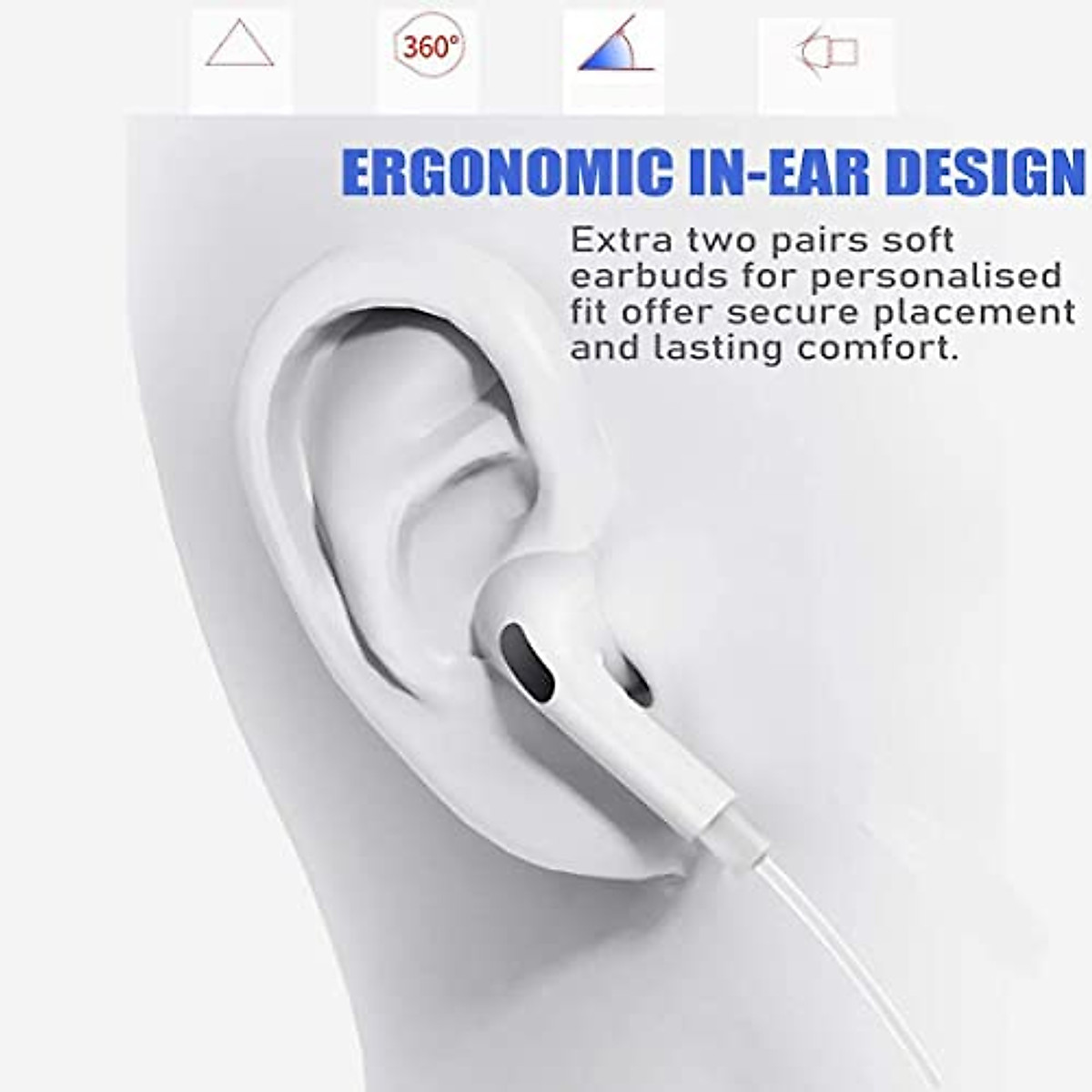 2 Pack-iPhone Earbuds with Lightning Connector(Built-in Microphone & Volume Control) in-Ear Stereo Headphone Headset Compatible with iPhone 12/SE/11/X/8/ipad - All iOS System[Apple MFi Certified]