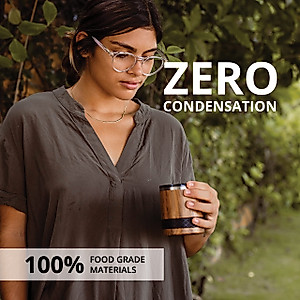 Elemental Recess Lowball Tumbler, 10oz Triple Wall Stainless Steel Cup with Non-Shattered Tritan Lid, Insulated Whiskey Glass, Insulated Coffee Tumbler Mug for Hot & Cold Drinks - Teak Wood