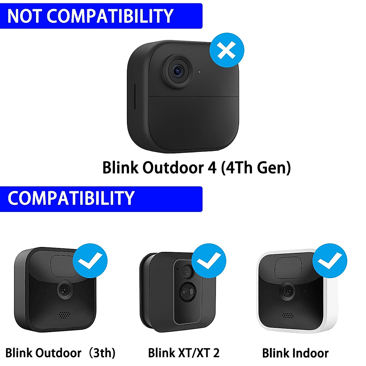 4W Solar Panel Charging Compatible with Blink Outdoor(3rd Gen)/xt xt2 Camera, with 13.1ft Waterproof Charging Cable, IP65 Weatherproof,Includes Secure Wall Mount(1-Pack)