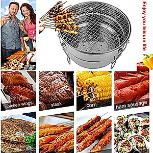 NEWCES Safety Certification Charcoal BBQ Grills Outdoor Barbeque Grill Stainless Steel Barbecues Grill Rack Combination Grill-Smokers for Outdoor Picnic Camping Patio Garden