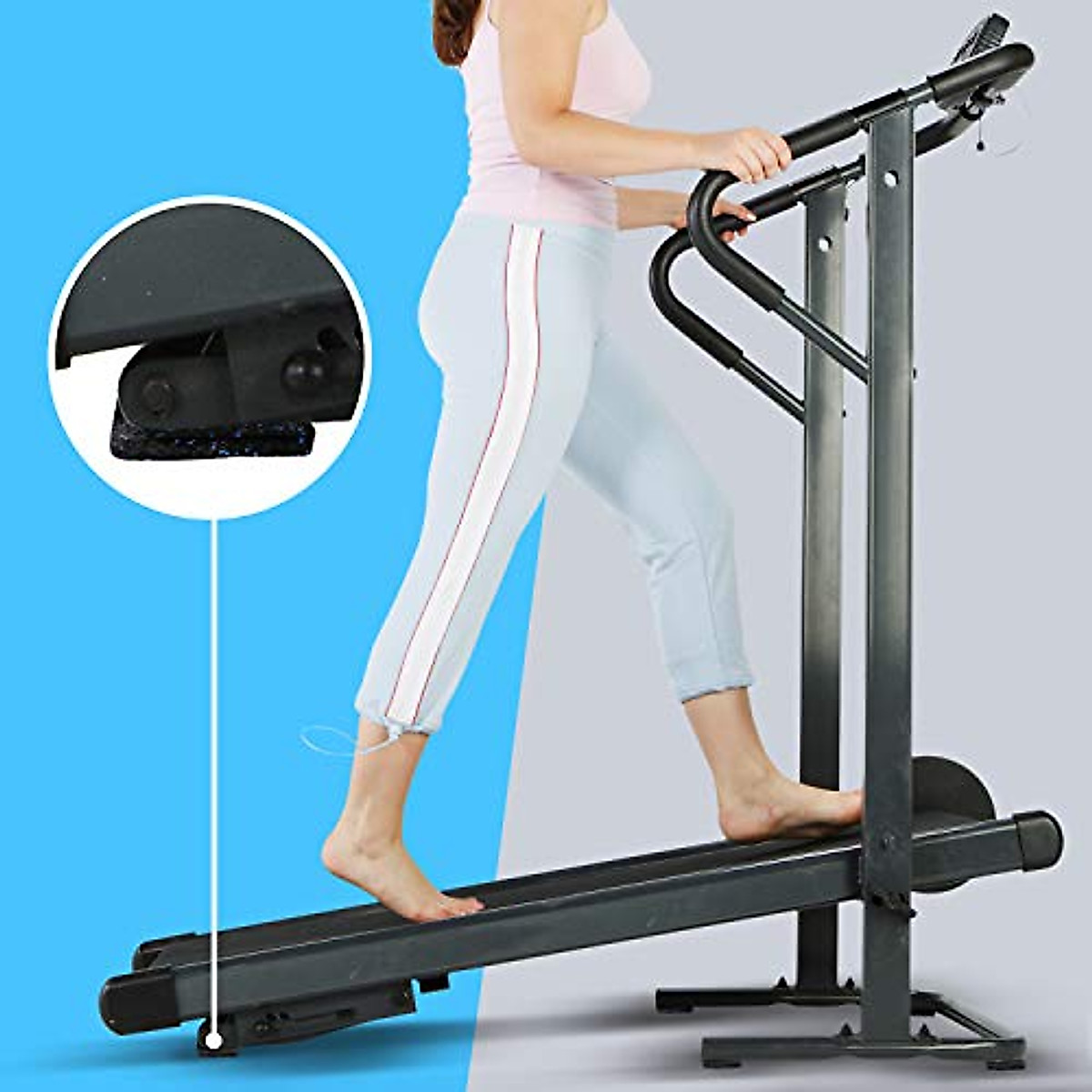 [6 Pack] Exercise Equipment Mat 4" x 4" x 0.5" Pads - Treadmill Mat for Carpet Protection - Protective Anti-Slip Treadmill Pad for Hardwood Floors & Carpets - Home Gym Accessories - Protect Floors