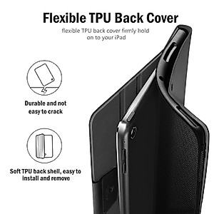 Antbox Case for iPad Pro 9.7/ iPad Air/iPad Air 2 with Built-in Pencil Holder Auto Sleep/Wake Function PU Leather Smart Cover (Black)