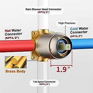 Holispa Tub Shower Faucet, Brushed Nickel Shower Faucet Set with 8-Inch Rainfall Shower Head and Tub Spout, Shower Tub Faucet Set Complete (Included Shower Valve), Tub Shower Trim Kit, Brushed Nickel