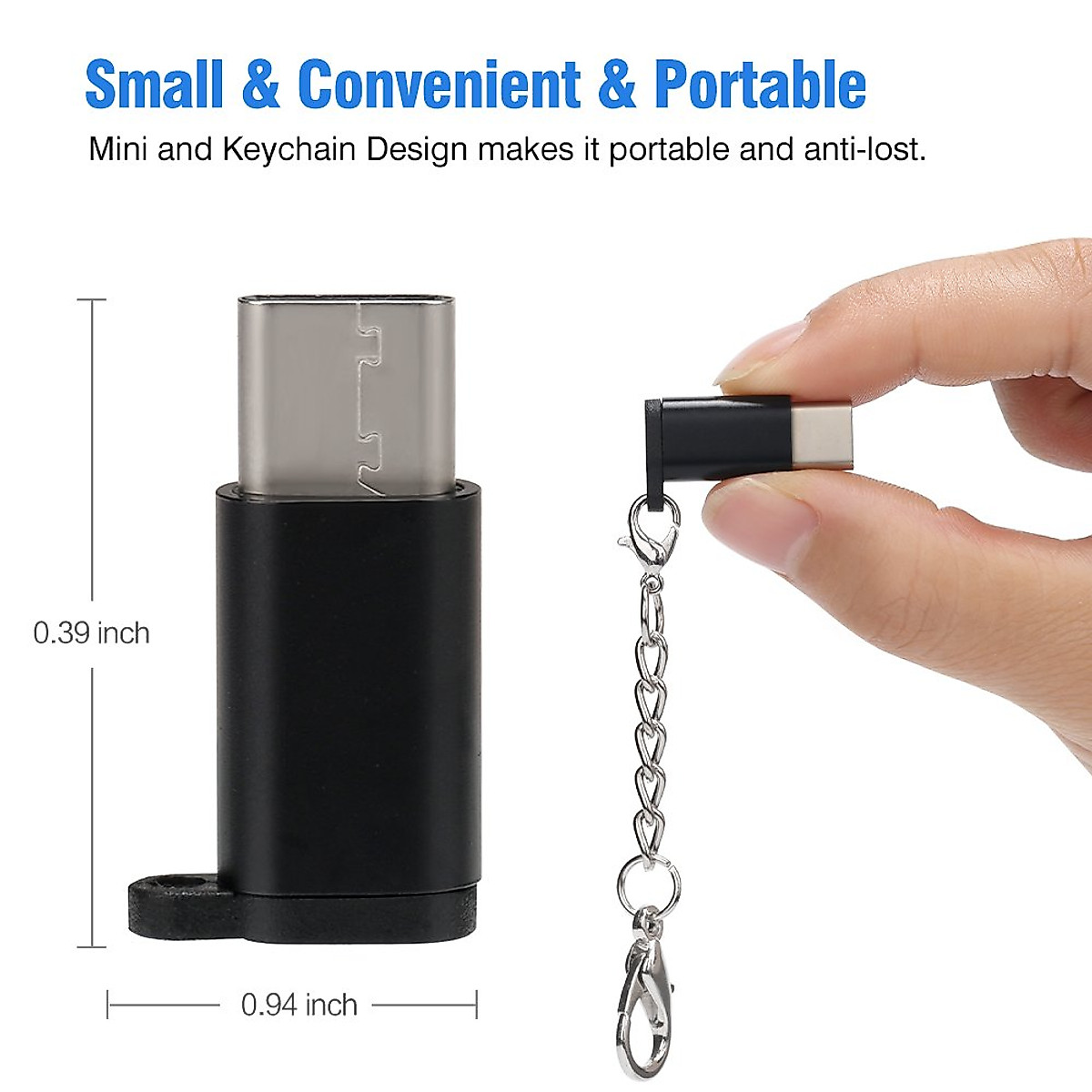 USB Type C Adapter 10 Pack Micro USB Female to USB-C Male Converter Android Cable Connector with Keychain Charger fit Samsung Galaxy S10 S9 S8 Plus S9+ Note 10 10+ 9 8 LG V30 V20 G7 G6 G5 Pixel 3 Moto