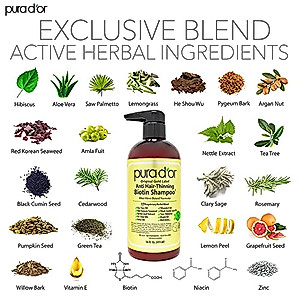 PURA D'OR Anti-Thinning Biotin Shampoo and Conditioner, CLINICALLY TESTED Proven Results, DHT Blocker Thickening Products For Women & Men, Color Treated Hair, Original Gold Label Hair Care Set 16oz x2