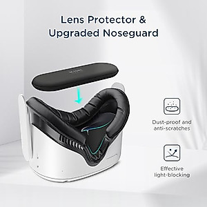 KIWI design Face Cushion Pad Compatible with Quest 2 Accessories (Upgraded Version), Fitness Facial Interface Foam Replacement, with Glasses Spacer and Lens Protector, Air-Circulation Design