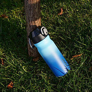 BJPKPK 18oz Insulated Water Bottle With Straw Stainless Steel Double Wall Water Bottles BPA Free Leak Proof Thermos With Lockable Flip Lid And Soft Silicone Spout,Ocean Dream