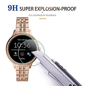 Suoman 3-Pack for NEW Fossil Women's Gen 5E 42mm Screen Protector, 2.5D 9H Hardness Tempered Glass Screen Protector for Fossil Women's Gen 5E 42mm Smartwatch