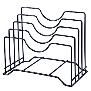 Cutting Board Holder Pot Lid Organizer Rack can hold up to 1.18 inches thick Cutting Board,Bakeware,Baking Tray,Pan,Lid and Book (Black)