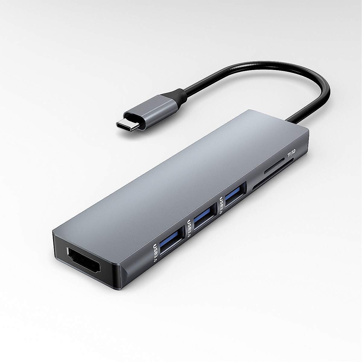 USB C HDMI Adapter for MacBook Pro 2016/2017, 6 in 1 USB-C to HDMI Output, SD+MicroSD Card Reader and 3-Ports USB 3.0