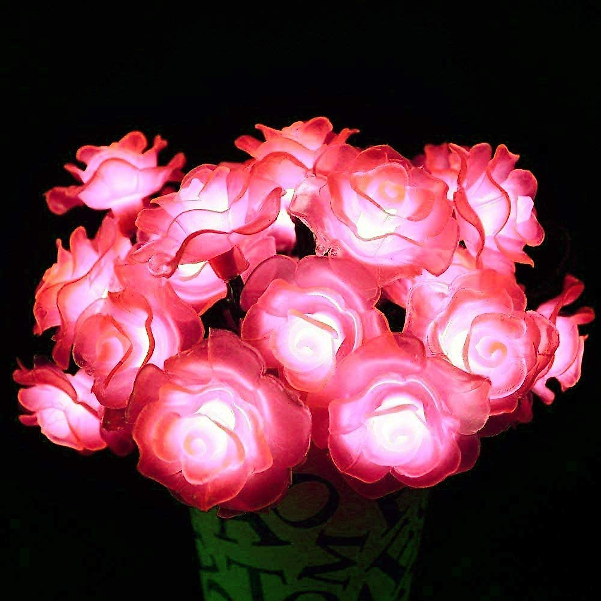 WONFAST Solar Flower String Lights, Waterproof 20FT 30LED Rose Flower 8Mode Solar Starry Ambiance Lighting Fairy String Lights for Gardens Path Home Wedding Party Christmas Decor (Red)