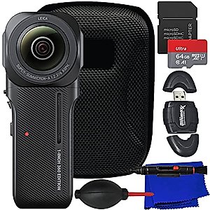 Ultimaxx Basic Accessory Bundle + Insta360 ONE RS 1-Inch 360 Edition Camera + SanDisk 64GB Ultra microSDXC Memory Card, Hard-Shell Camera Case, High Speed Memory Card Reader & More (10pc Bundle)