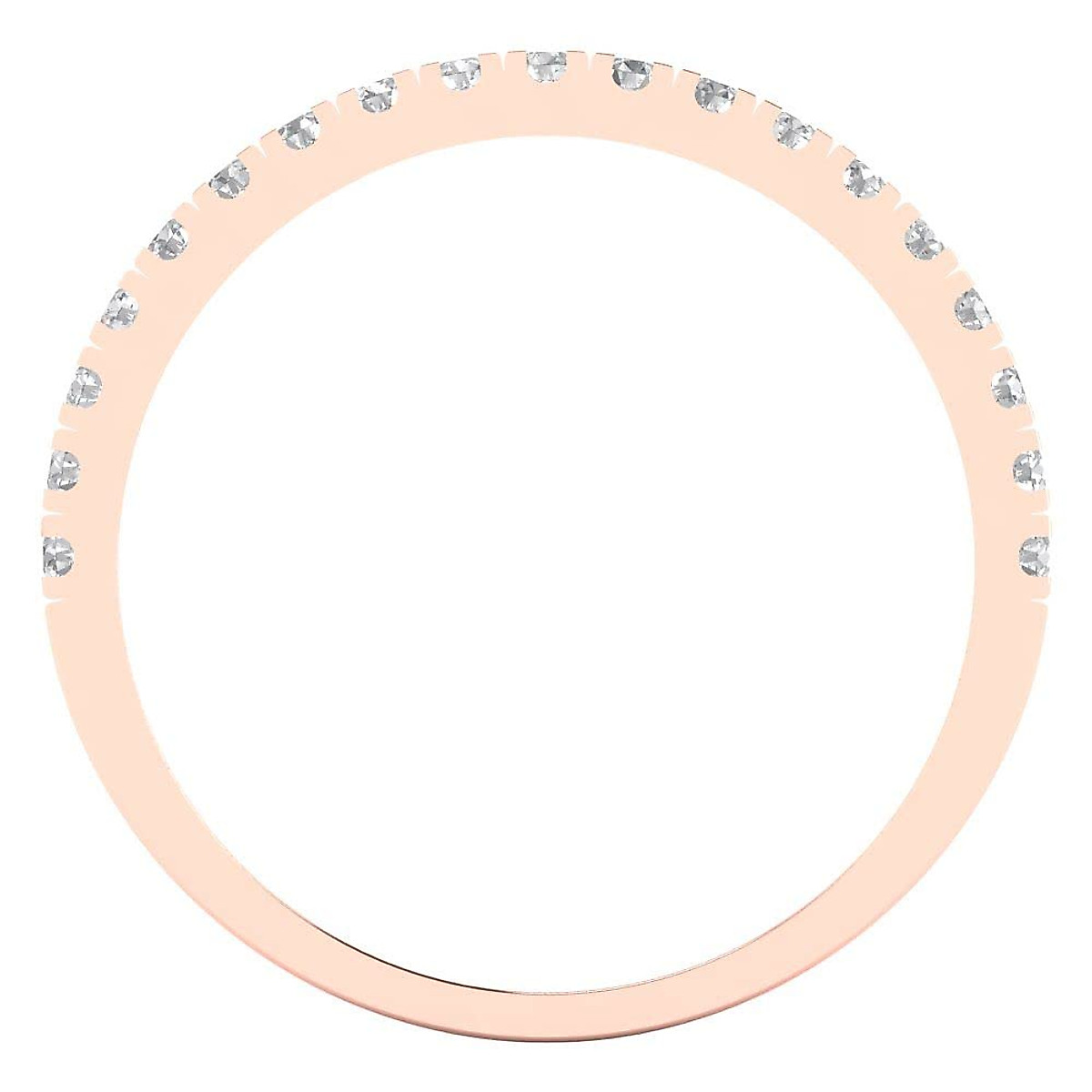 0.57 ct Round Cut Clear Simulated Diamond 14k Rose Gold Stackable Wedding Engagement Designer Anniversary Ring Band Sz 9.5