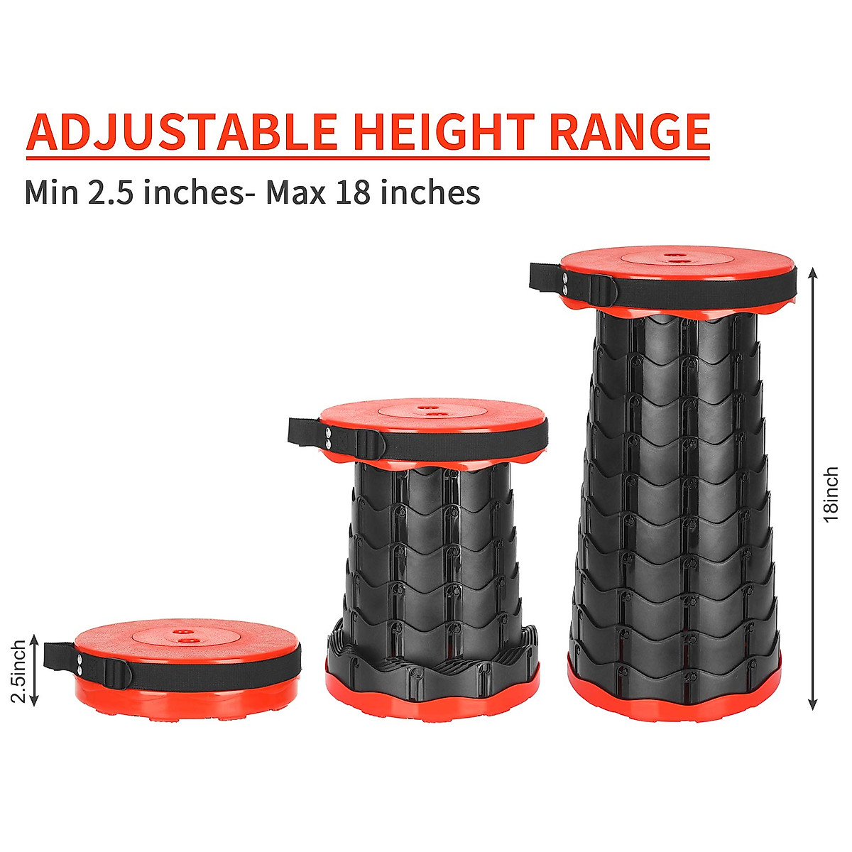 Esup 2 Pack Folding Camping Stool, Collapsible Stool Portable Lightweight Retractable Folding Stools Seat Fishing Outdoors Indoors Kitchen Max Load 400lbs