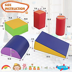 Pazidom Couch Nugget Couch, Play Couch for Kids, Colorful Toddler Couch, 5 Piece Climbing Toys, Soft and Safe for Baby/Kids Indoor