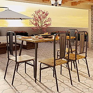 Gizoon 5-Piece Kitchen Table and Chairs for 4 with 1.2" Thick Board, 46" Home Dining Table Set for 4 for Small Space, Apt, Heavy-Duty, Retro